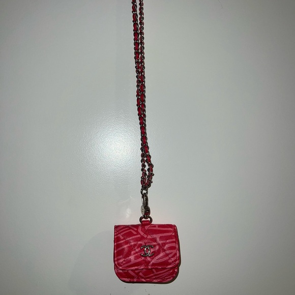 CHANEL | Accessories | Chanel Pink Quilted Mini Airpod Case With Chain ...